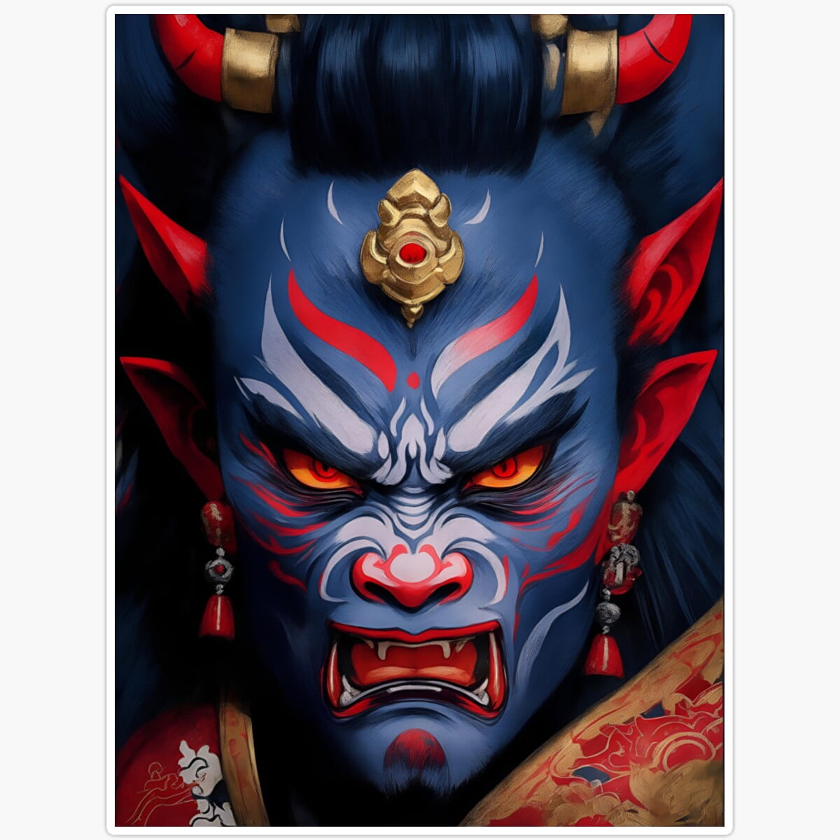 Kira Japanese Demon Folk Art (Oni Folklore Art) Sticker Decorative ...