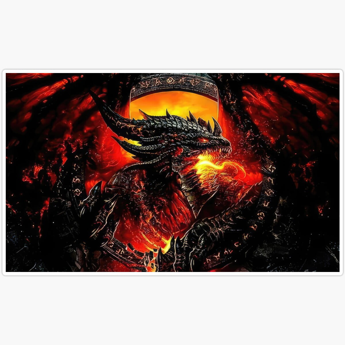Kira Japanese Dragon Red-Black Flaming Design Sticker Decorative Laptop ...