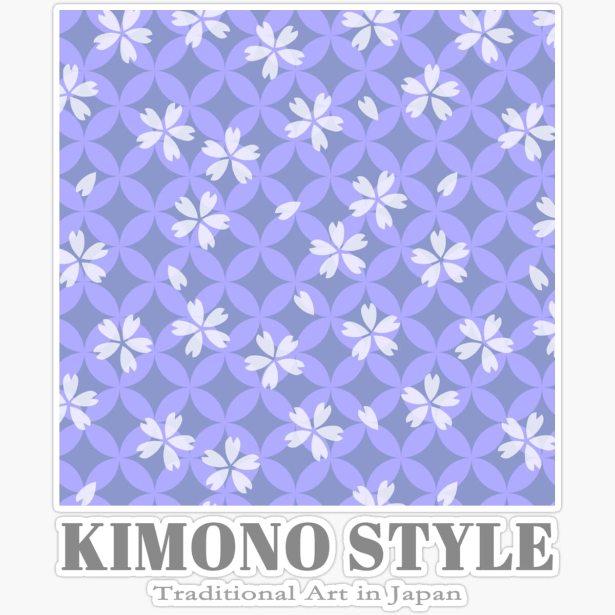 Kira Japanese Kimono Pattern with Blue Sakura Sticker Decorative Laptop ...