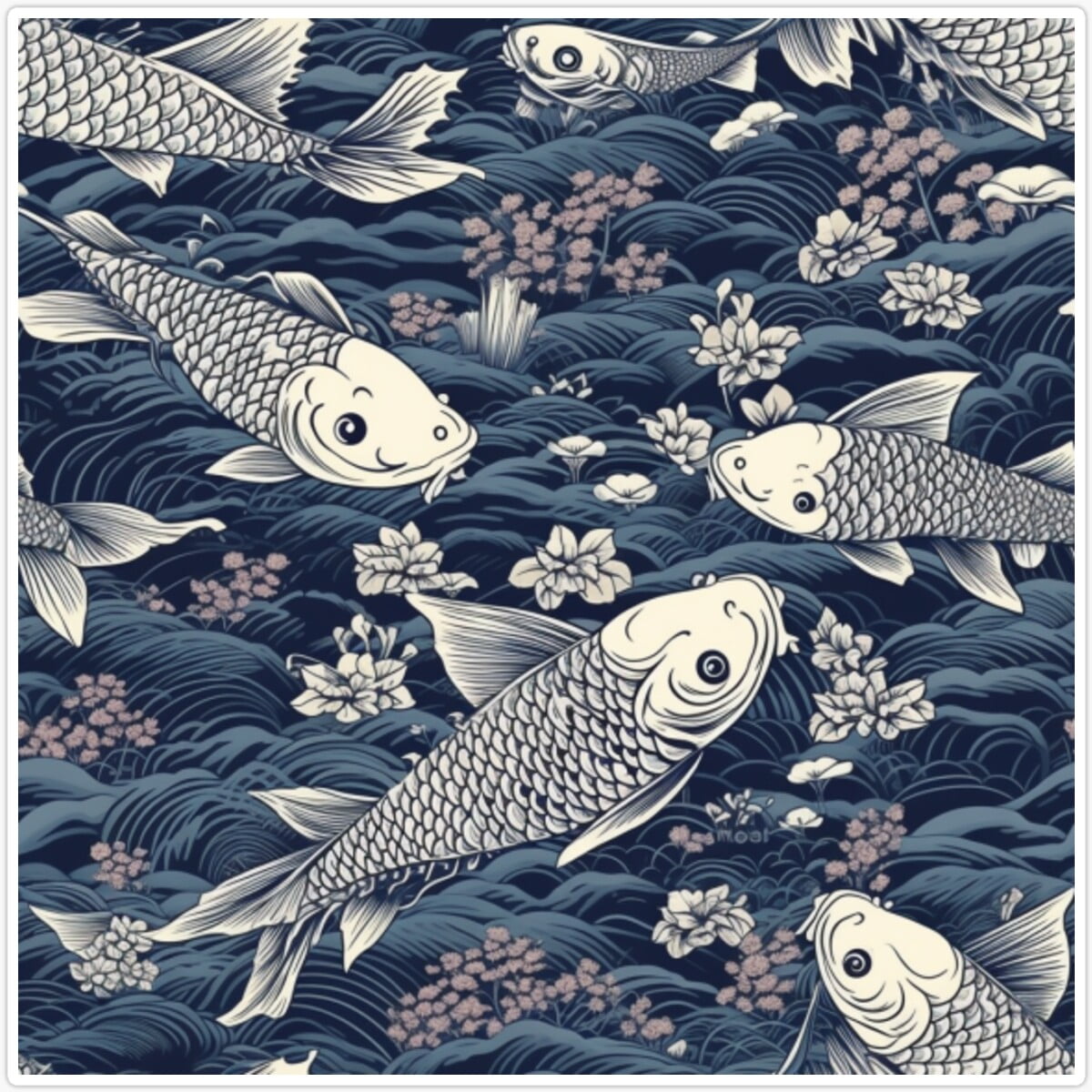 Kira Japanese Koi Fish Nature Zen Pattern Sticker Decorative Laptop ...