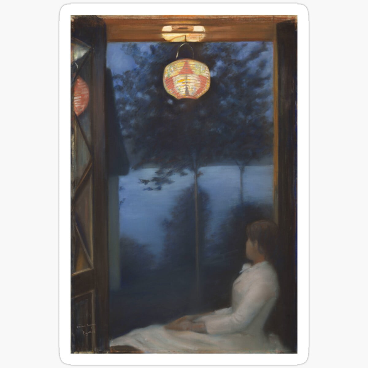 Kira Japanese Lantern by Oda Krohg, 1886 Sticker Waterproof Sticker for ...