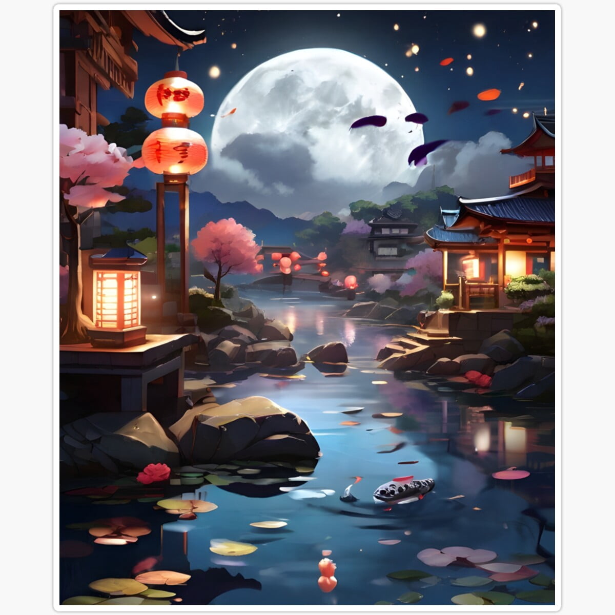 Kira Japanese Lanterns Festival: Glowing Lanterns Sticker Decorative ...