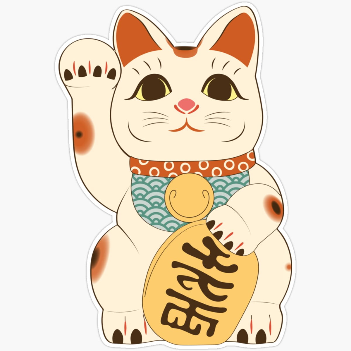 Kira Japanese Lucky Cat Maneki Neko Japanese Fortune Neko Cat Sticker ...