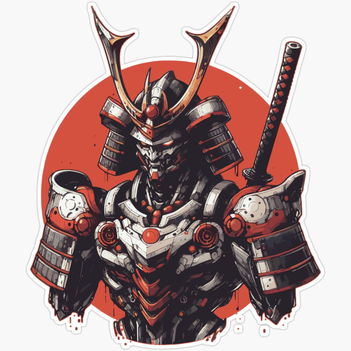 Kira Japanese Mecha Samurai Retro Sticker Decorative Laptop, Phone ...