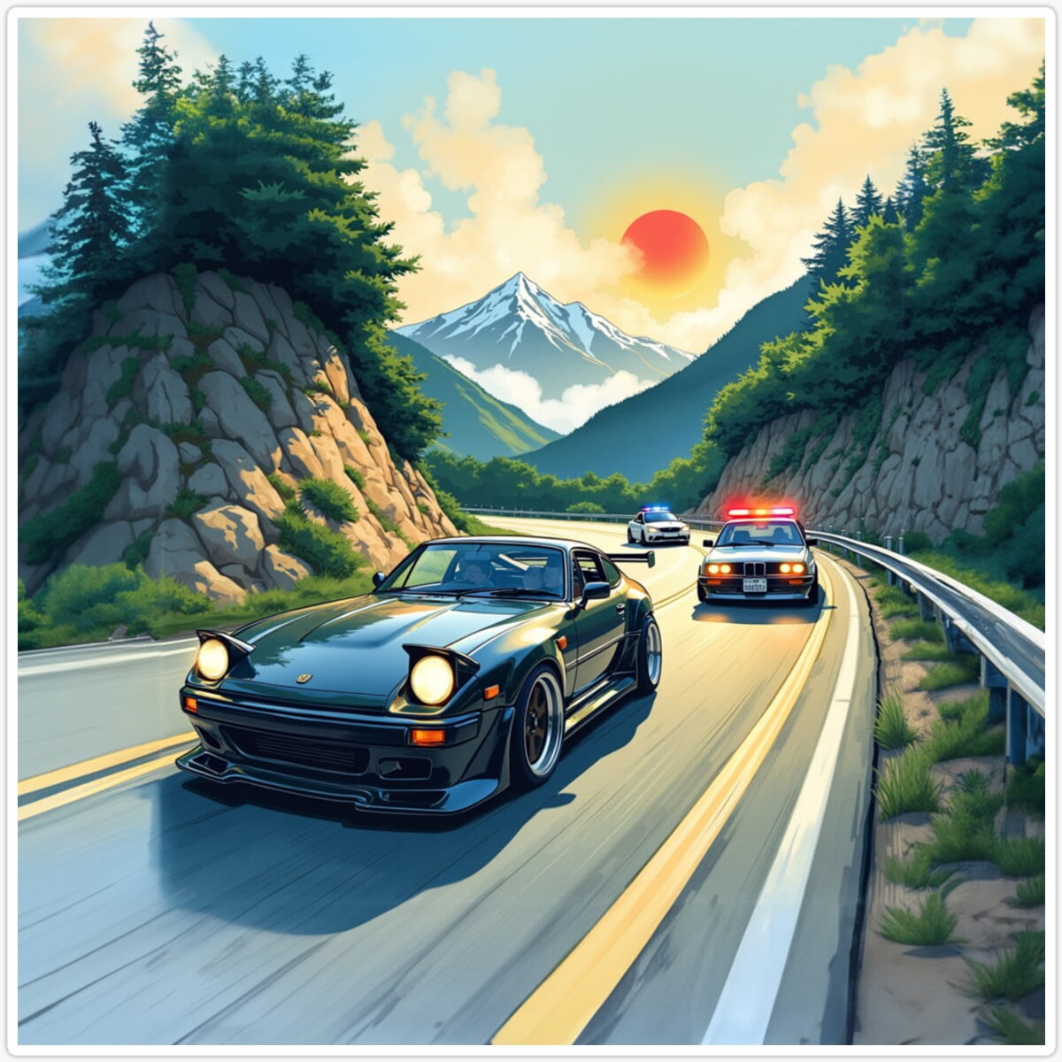 Kira Japanese Race Car Chased by Police - Car Culture Sticker ...