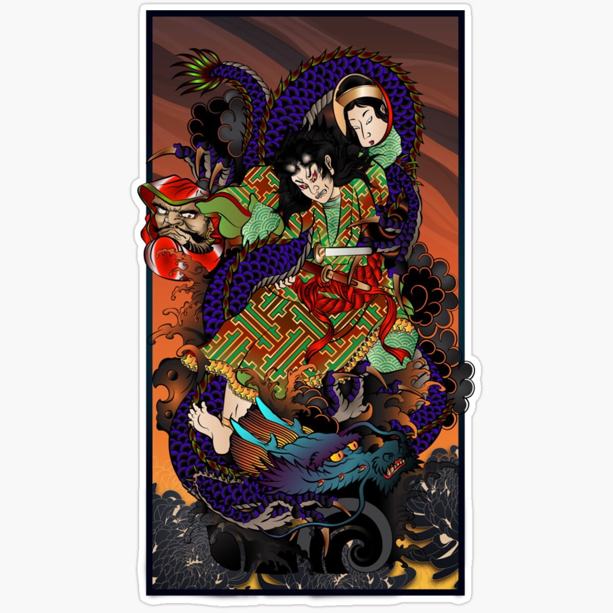 Kira Japanese Ryuou Taro - Dragon Sticker Decorative Laptop, Phone ...