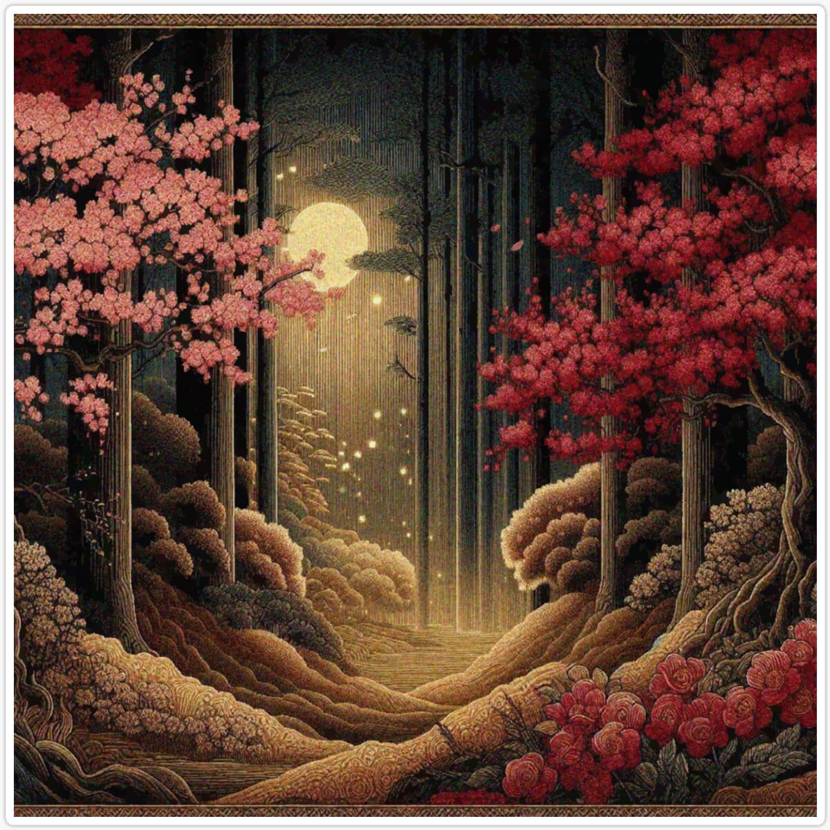 Kira Japanese Sakura Tree Night Forest Blooming Cherry Blossom Tree ...