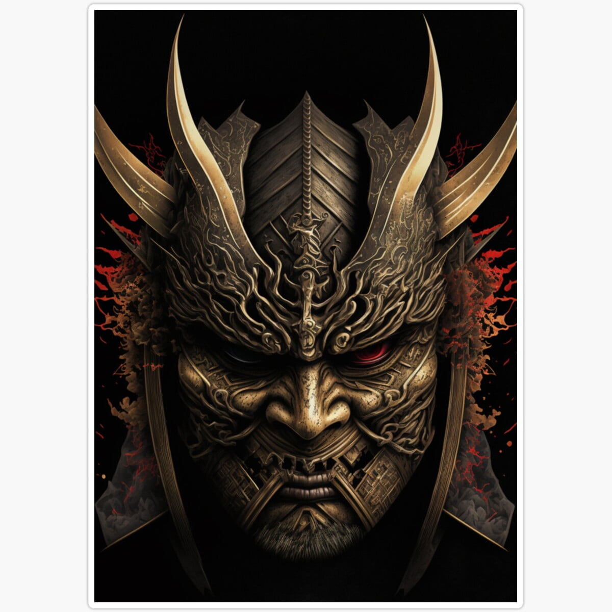Kira Japanese Samurai Mask , Japanese Art, Japanese History Sticker ...