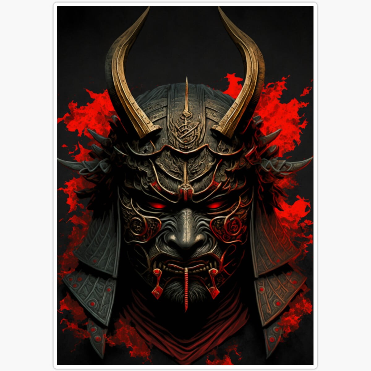 Kira Japanese Samurai Mask , Japanese Art, Japanese History Sticker ...