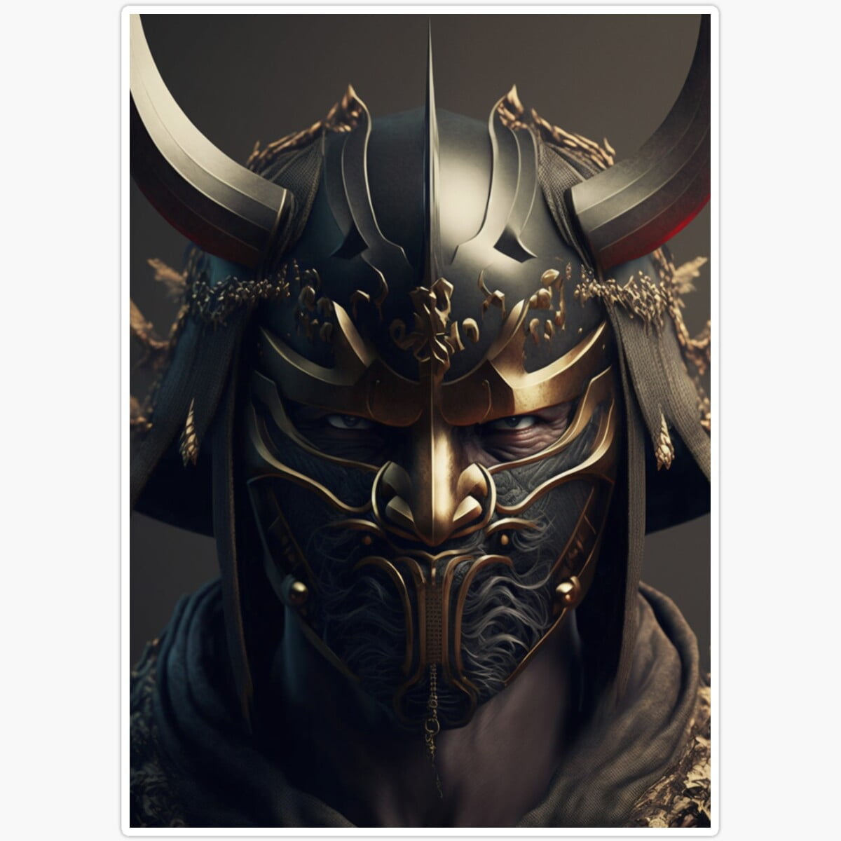 Kira Japanese Samurai Mask , Japanese Art, Japanese History Sticker ...
