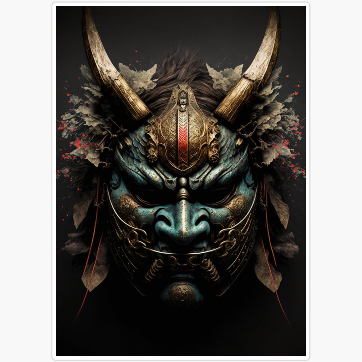 Kira Japanese Samurai Mask , Japanese Art, Japanese History Sticker ...