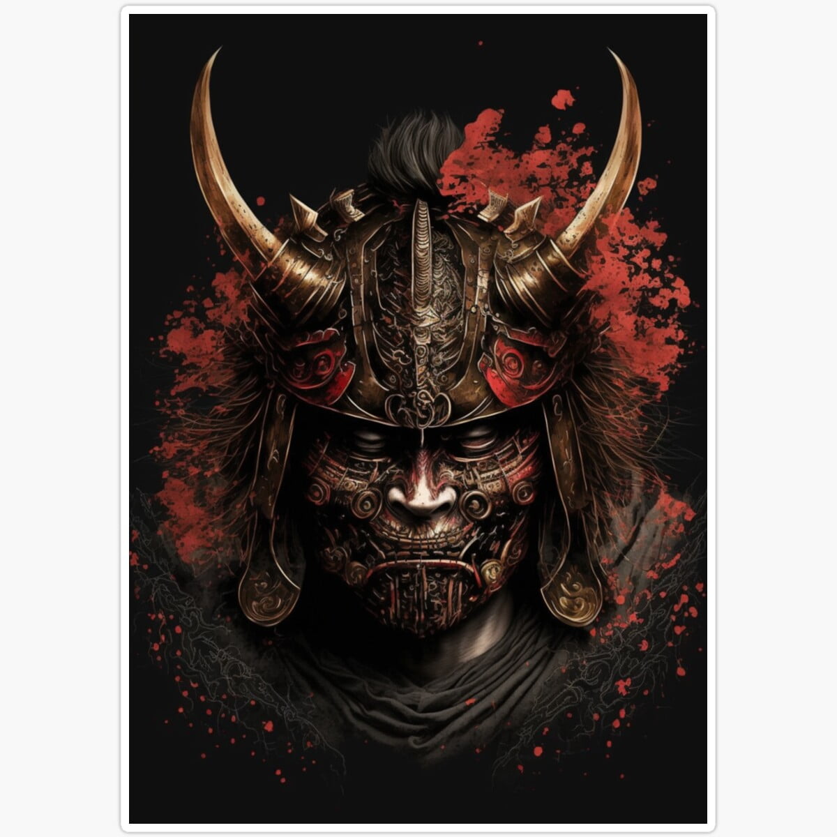 Kira Japanese Samurai Mask , Japanese Art, Japanese History Sticker ...