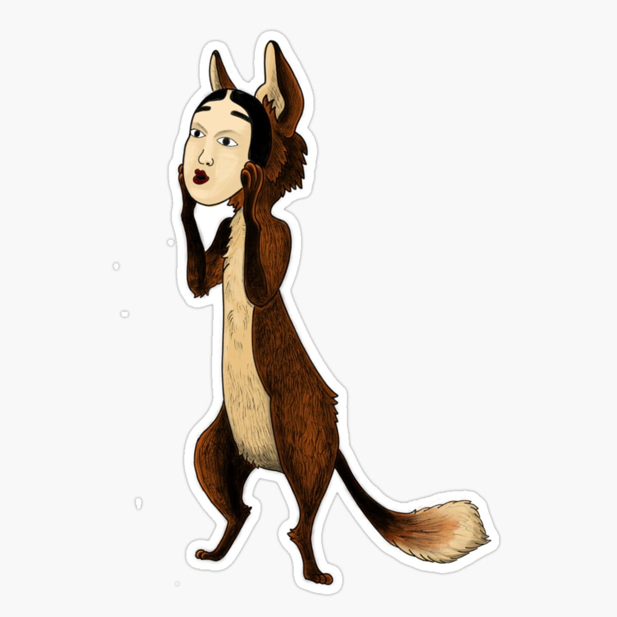 Kira Japanese Yokai Kitsune Mask Illustration Sticker Decorative Laptop ...