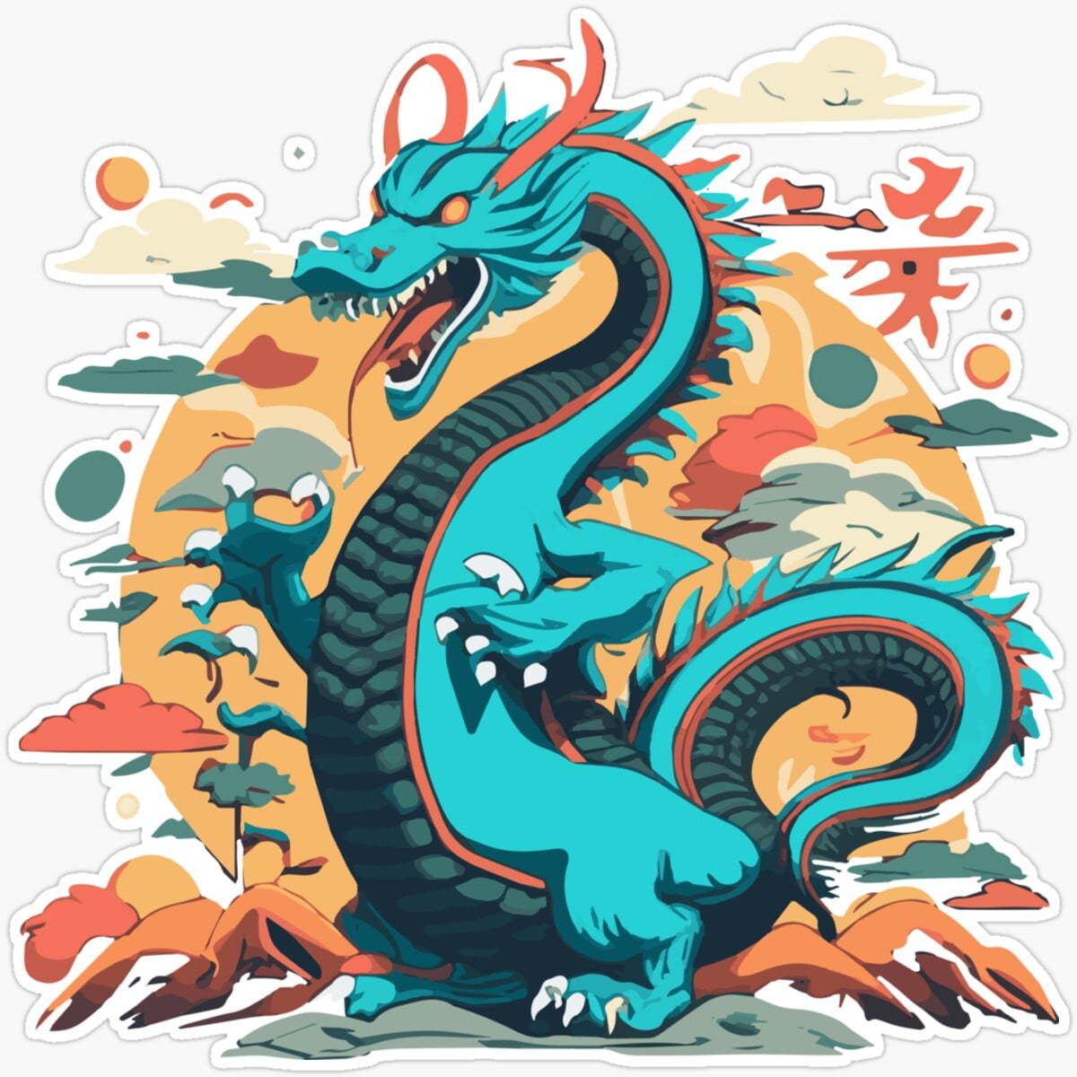 Kira Japanese dragon, Japan, Japanese culture Sticker Decorative Laptop ...