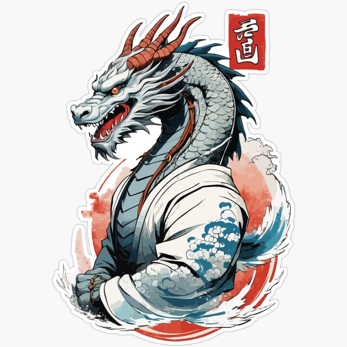 Kira Japanese dragon vintage style with kanji characters Sticker ...