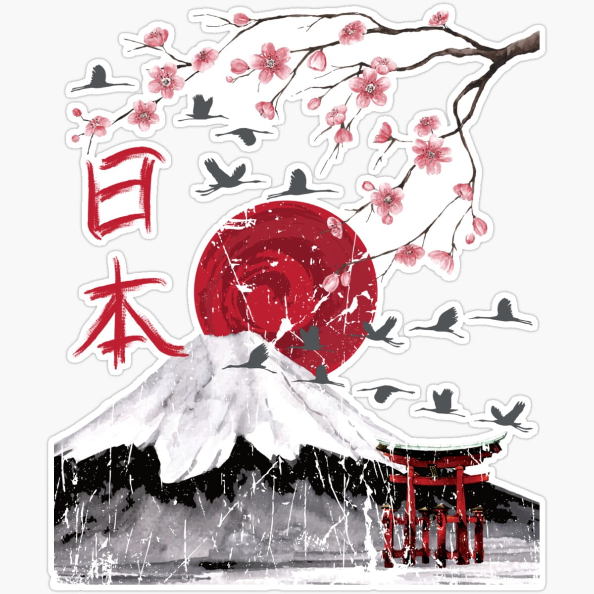 Kira Japanese landscape aesthetic Japanese art Sticker Decorative ...