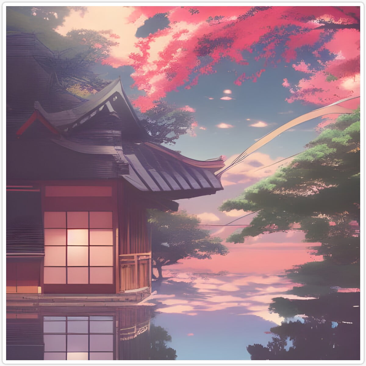 Kira Japanese sakura temple Sticker Decorative Laptop, Phone Stickers ...