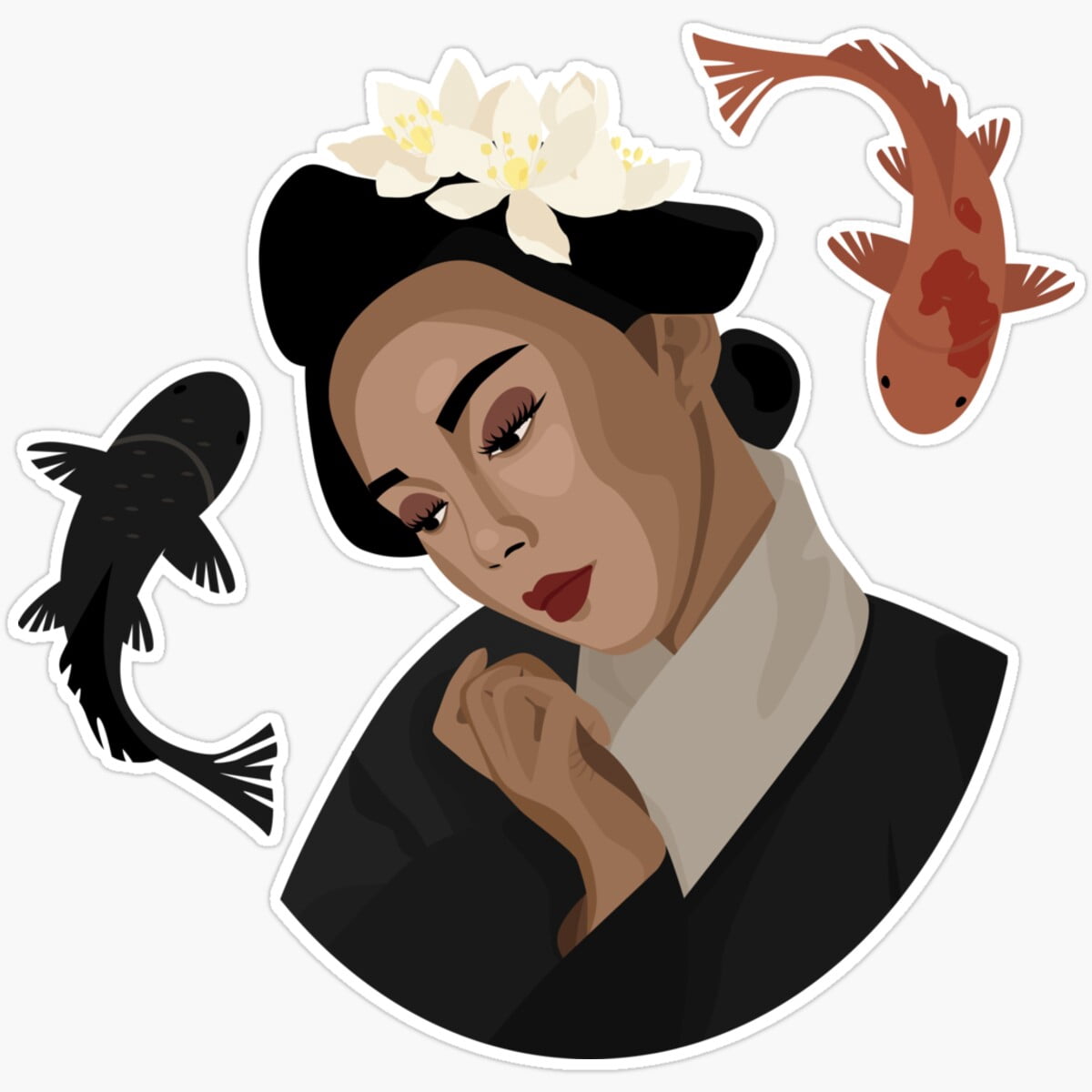 Kira Japanese woman in Kimono Sticker Decorative Laptop, Phone Stickers ...