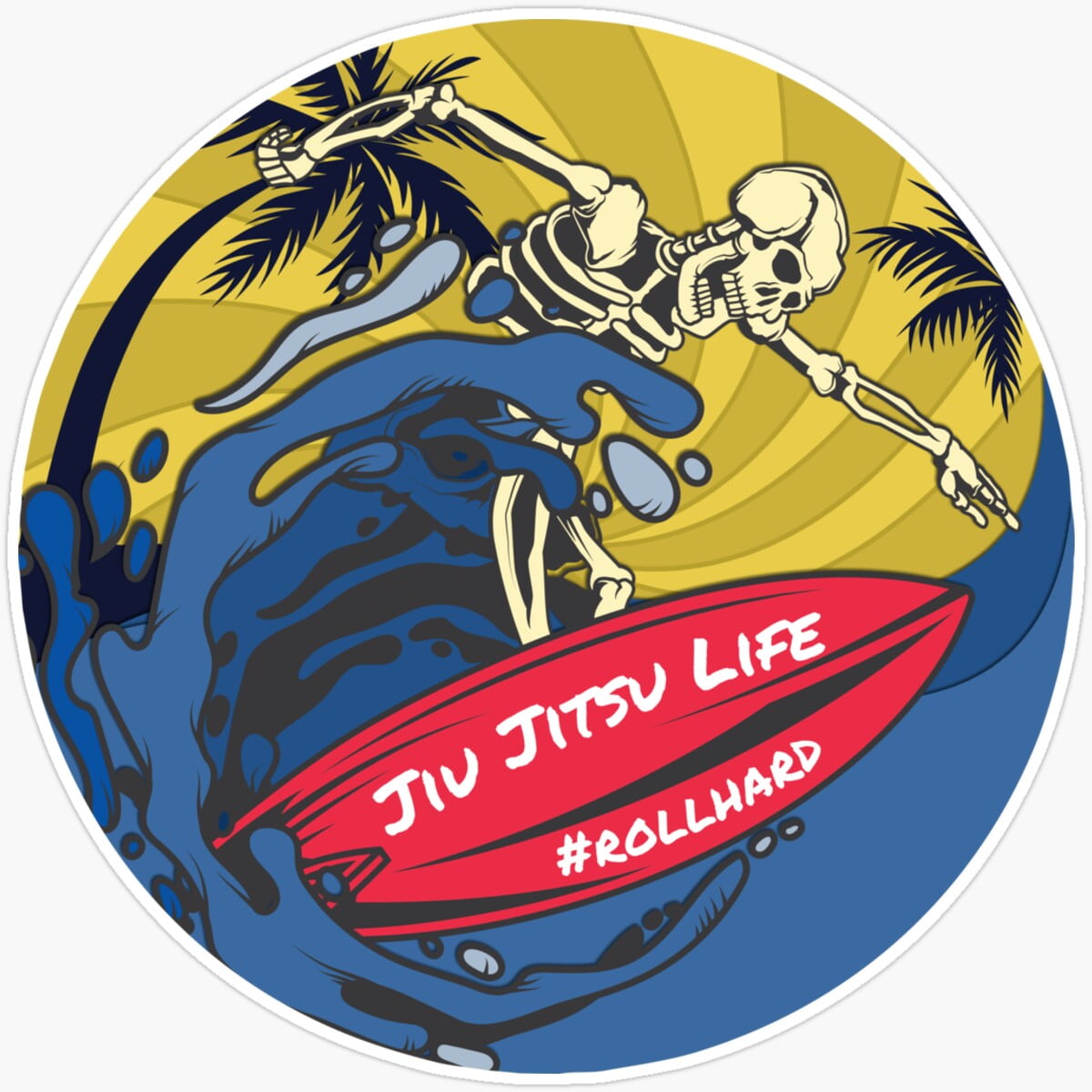 Kira JiuJitsu Skeleton Wave Brazilian Jiu Jitsu Vintage Sticker ...