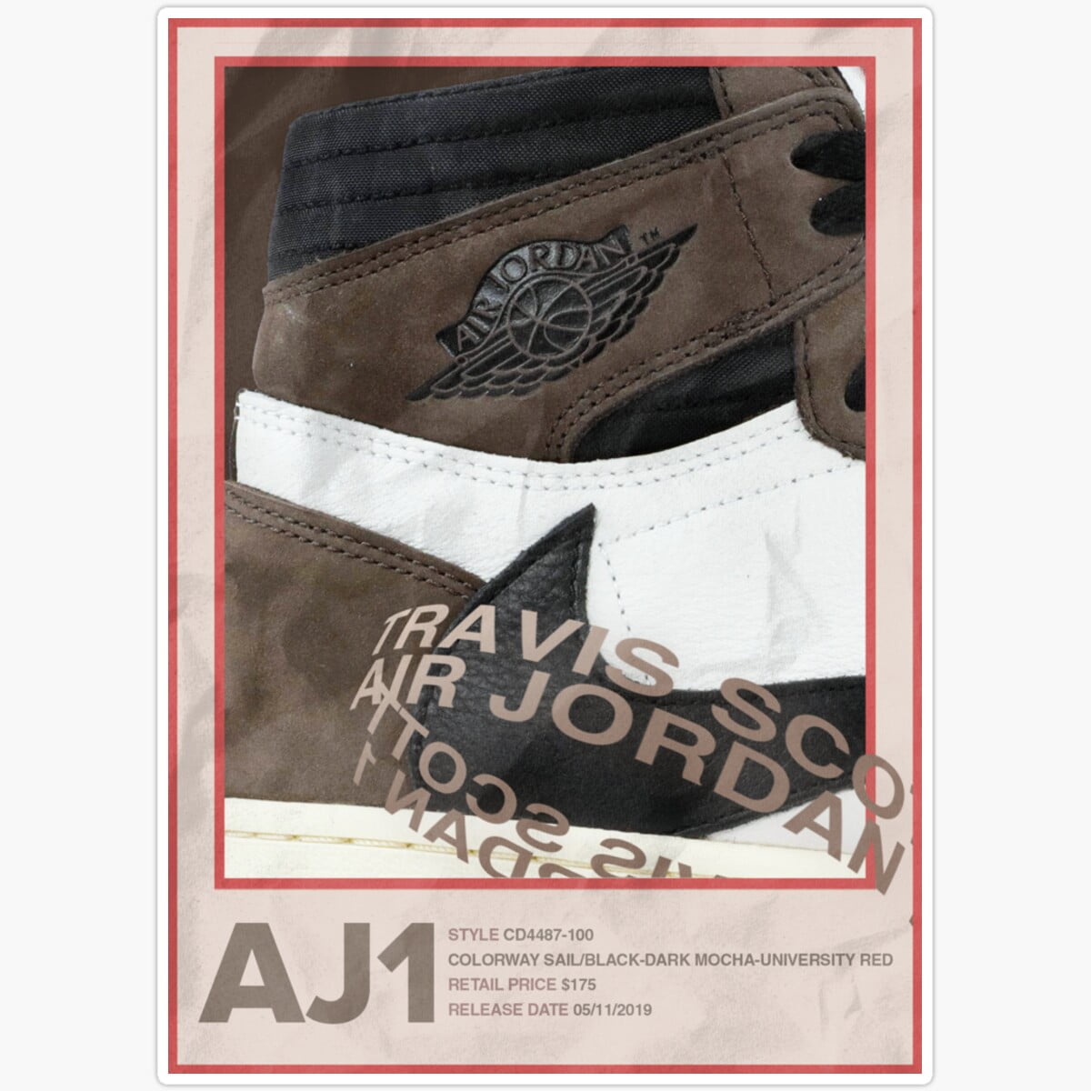 Kira Jordan 1 Retro Travis Scott Collaboration Poster Sticker ...