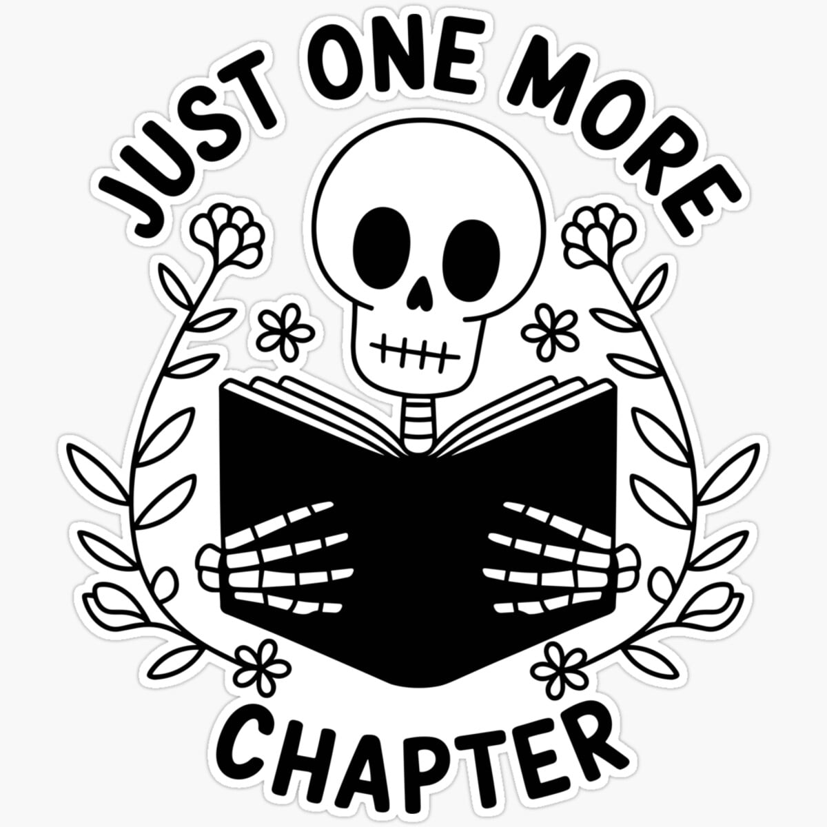 Kira Just One More Chapter - Skeleton Book Lover Sticker Decorative ...