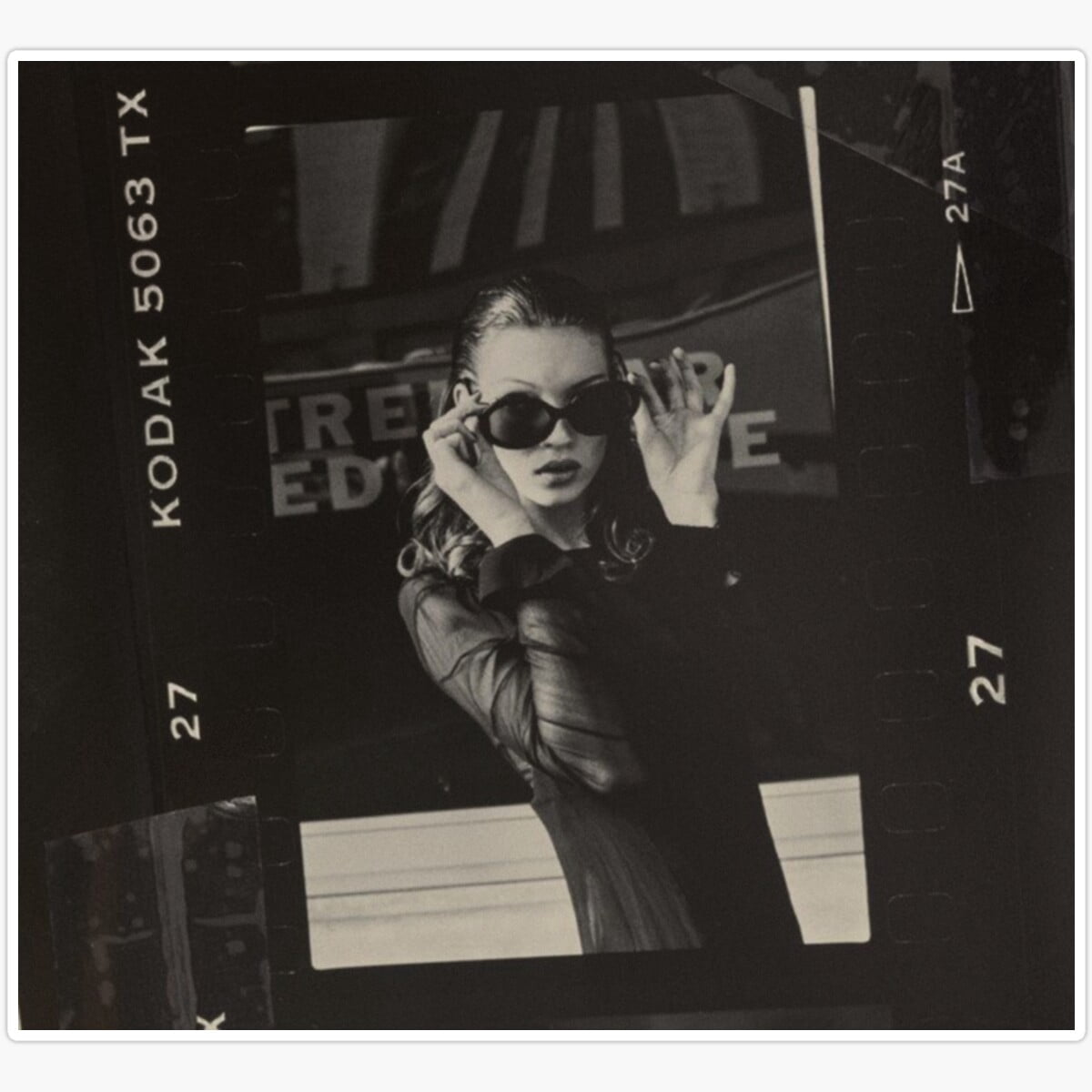 Kira KATE MOSS BLACK AND WHITE FASHION PHOTOGRAPHY 90s FIlm Sticker ...