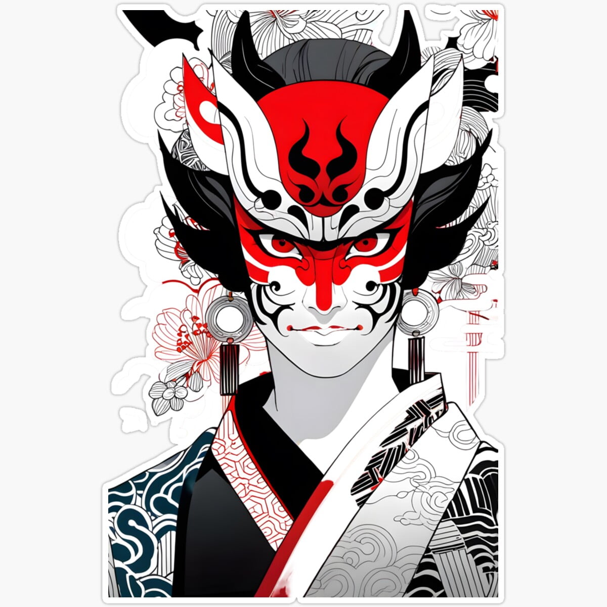 Kira Kabuki Masks Sticker Decorative Laptop, Phone Stickers, Waterproof ...