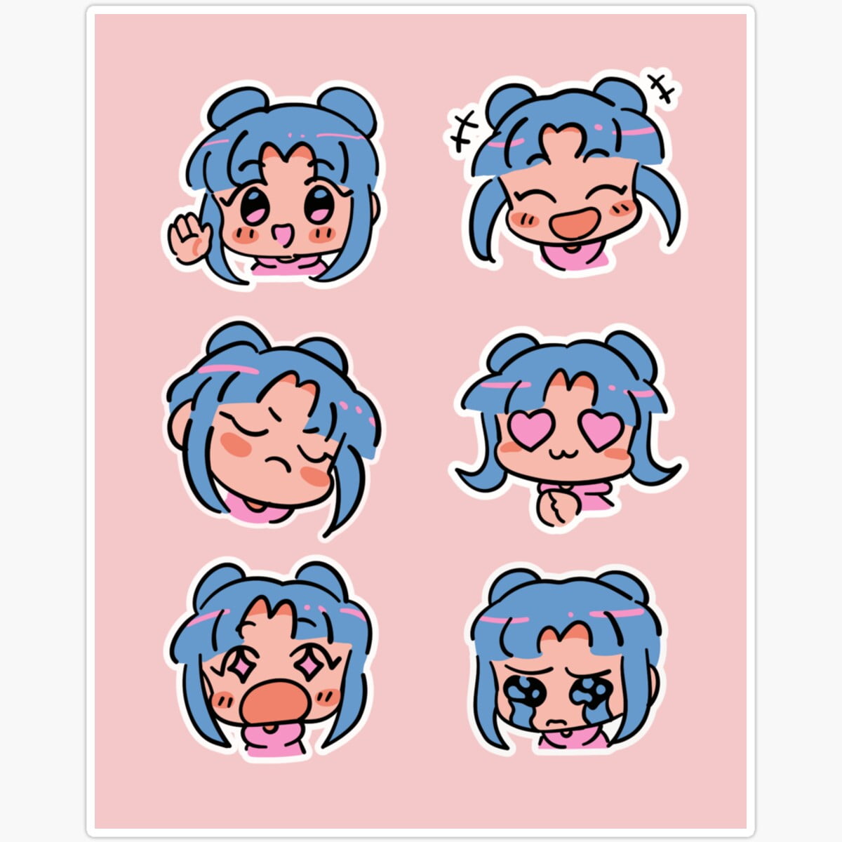 Kira Kawaii Chibi Girl Digital Stickers – Cute Anime Expressions ...
