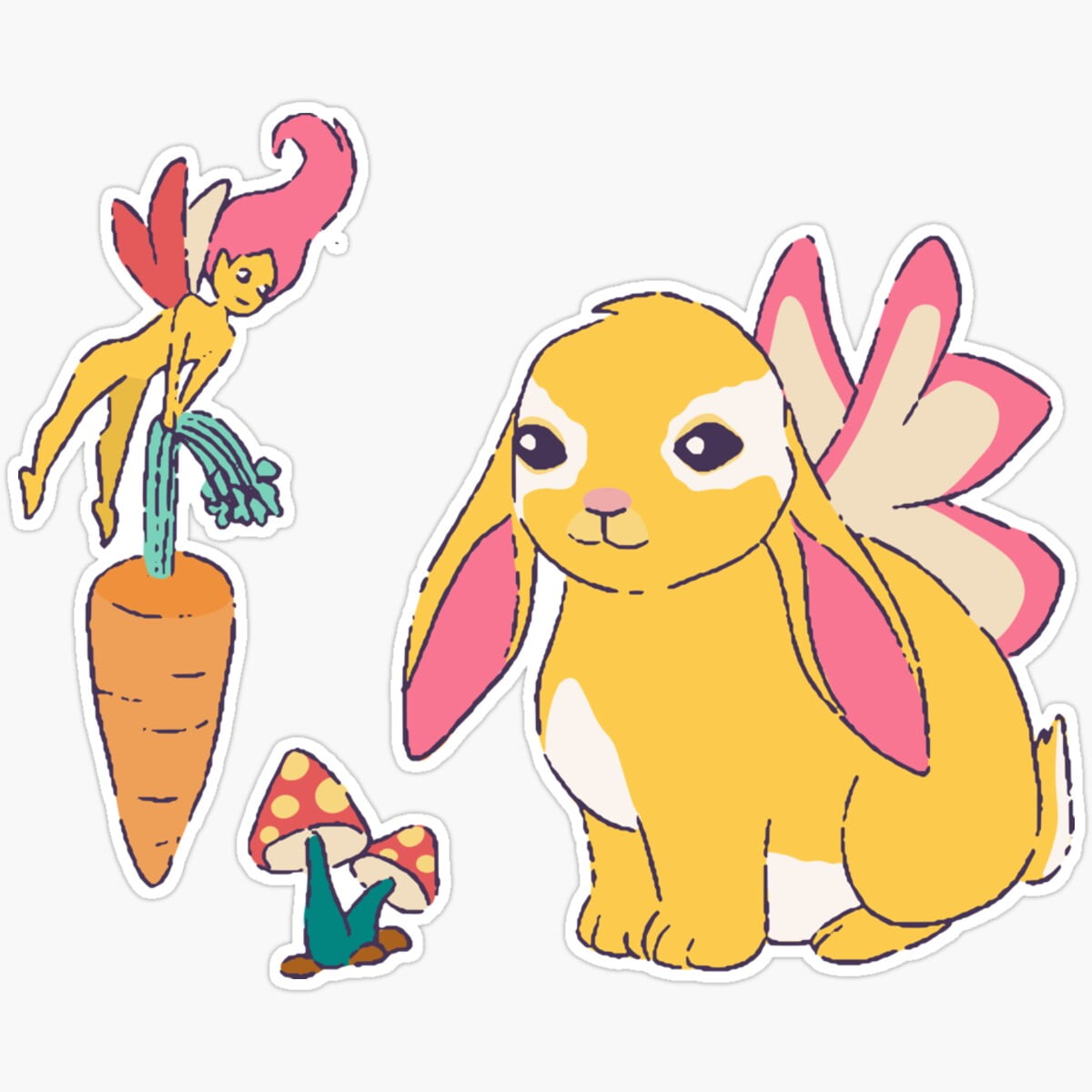 Kira Kawaii Cottage Core Rabbit And Mushroom - Fairy Core - Single ...