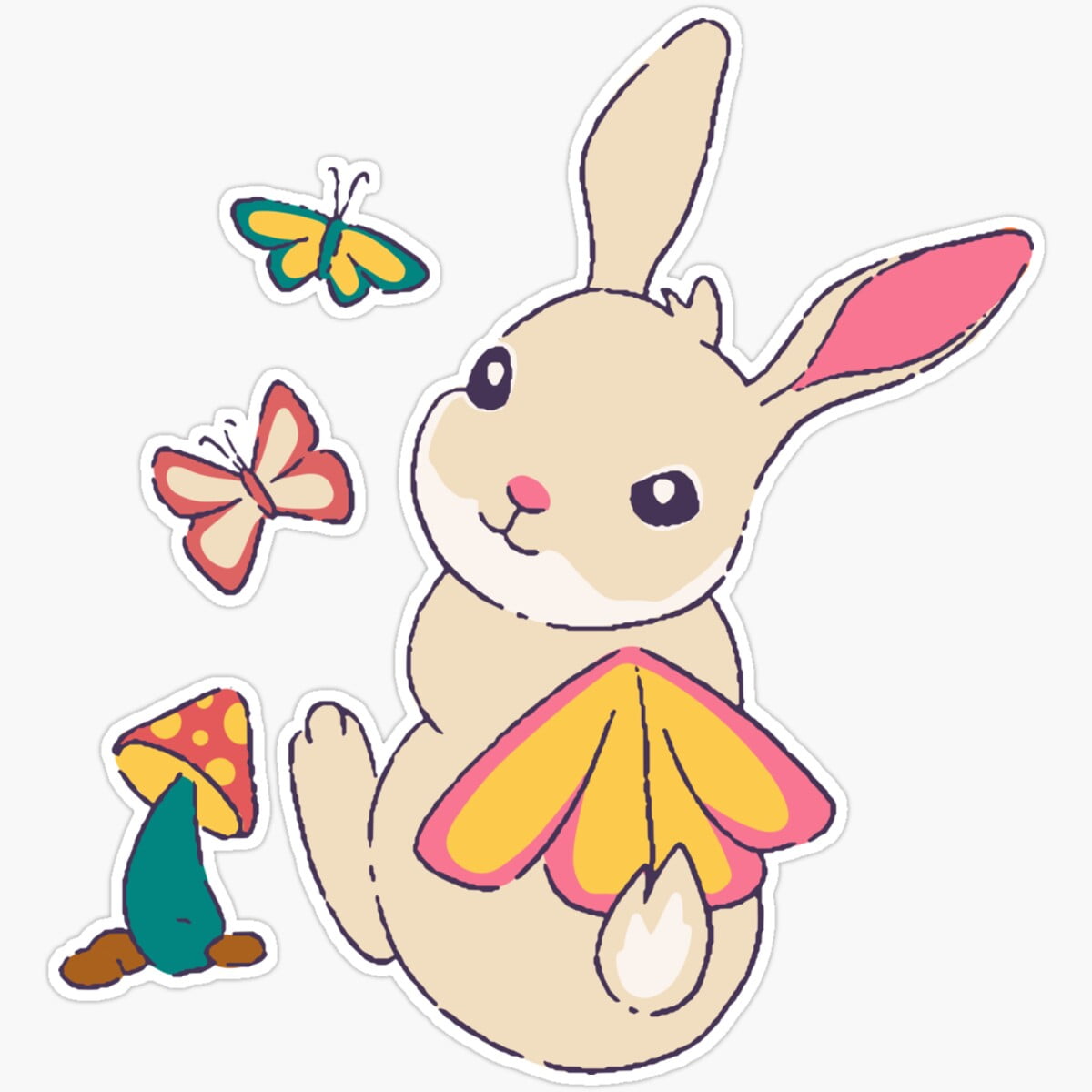 Kira Kawaii Cottage Core Rabbit and mushroom - Fairycore Sticker Decorative Laptop, Phone ...
