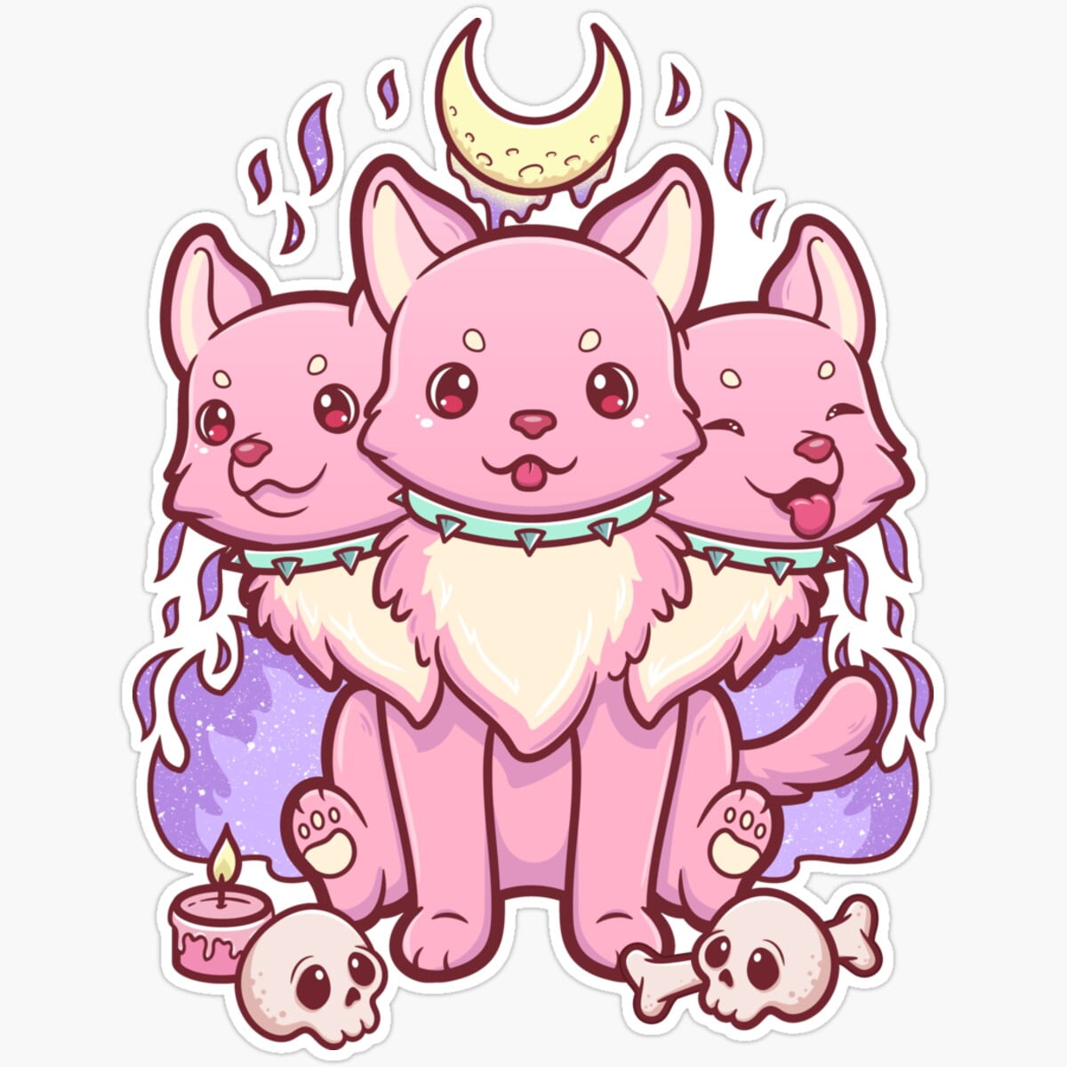 Kira Kawaii Pastel Goth Cute Creepy Occult Cerberus Sticker Decorative ...