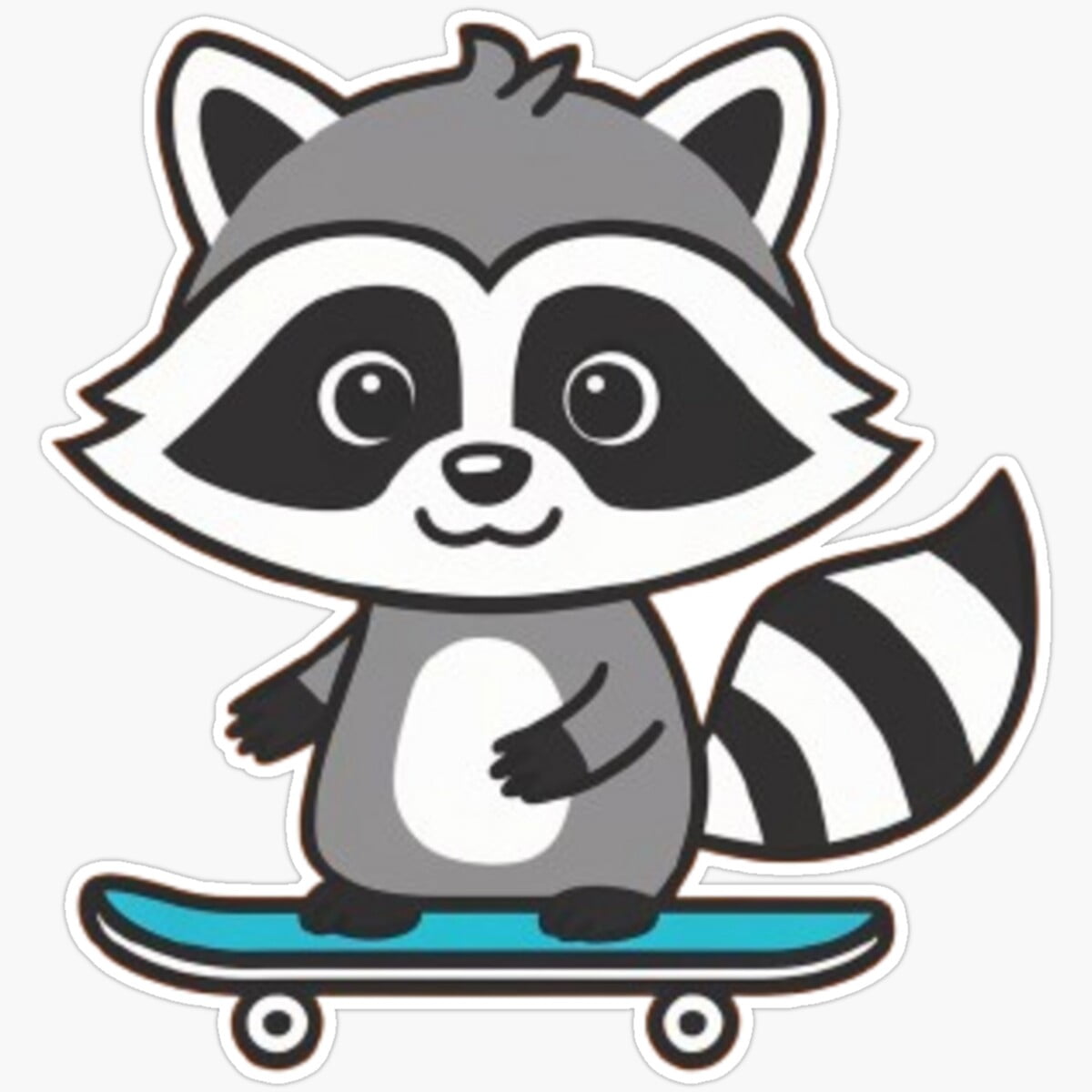 Kira Kawaii Raccoon on a Skateboard Sticker Decorative Laptop, Phone ...