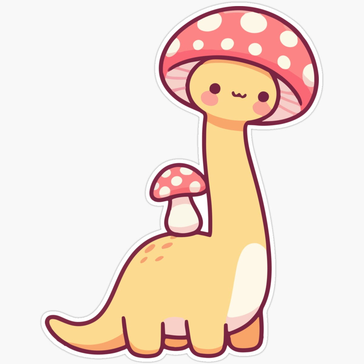 Kira Kawaii simple Mushroom Hat Dinosaur Brontosaurus Sticker ...