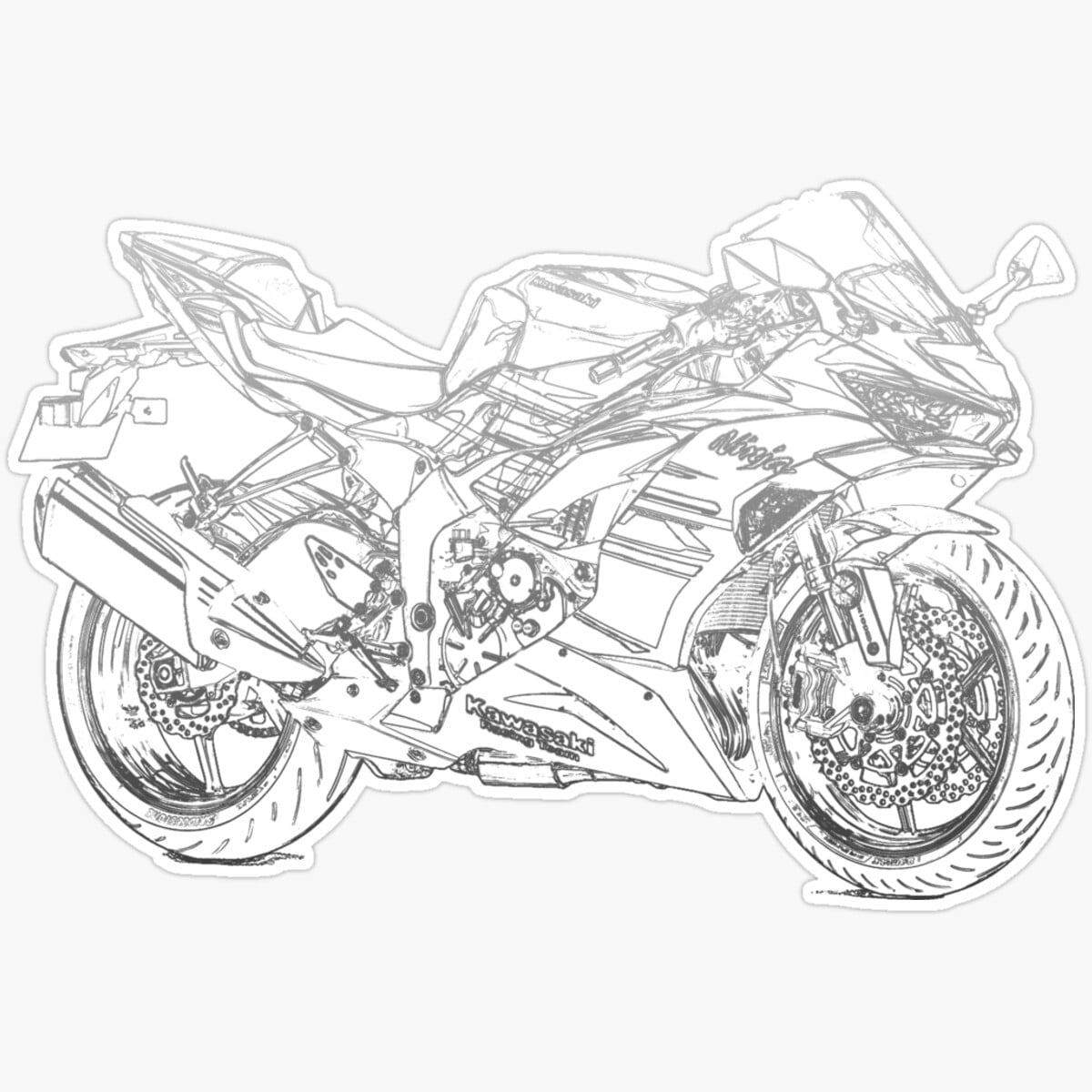 Kira Kawasaki ZX-6 R pencil silhouette motorcycle art naked bike ...