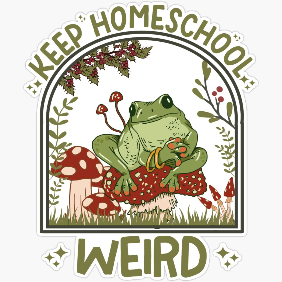 Kira Keep Homeschool Weird. Frog Mama Cottagecore Sticker Decorative ...