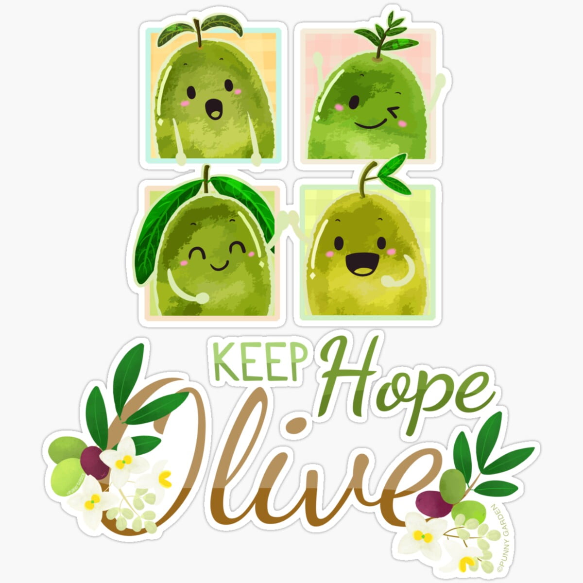 Kira Keep Hope Olive - Punny Garden Sticker Decorative Laptop, Phone ...