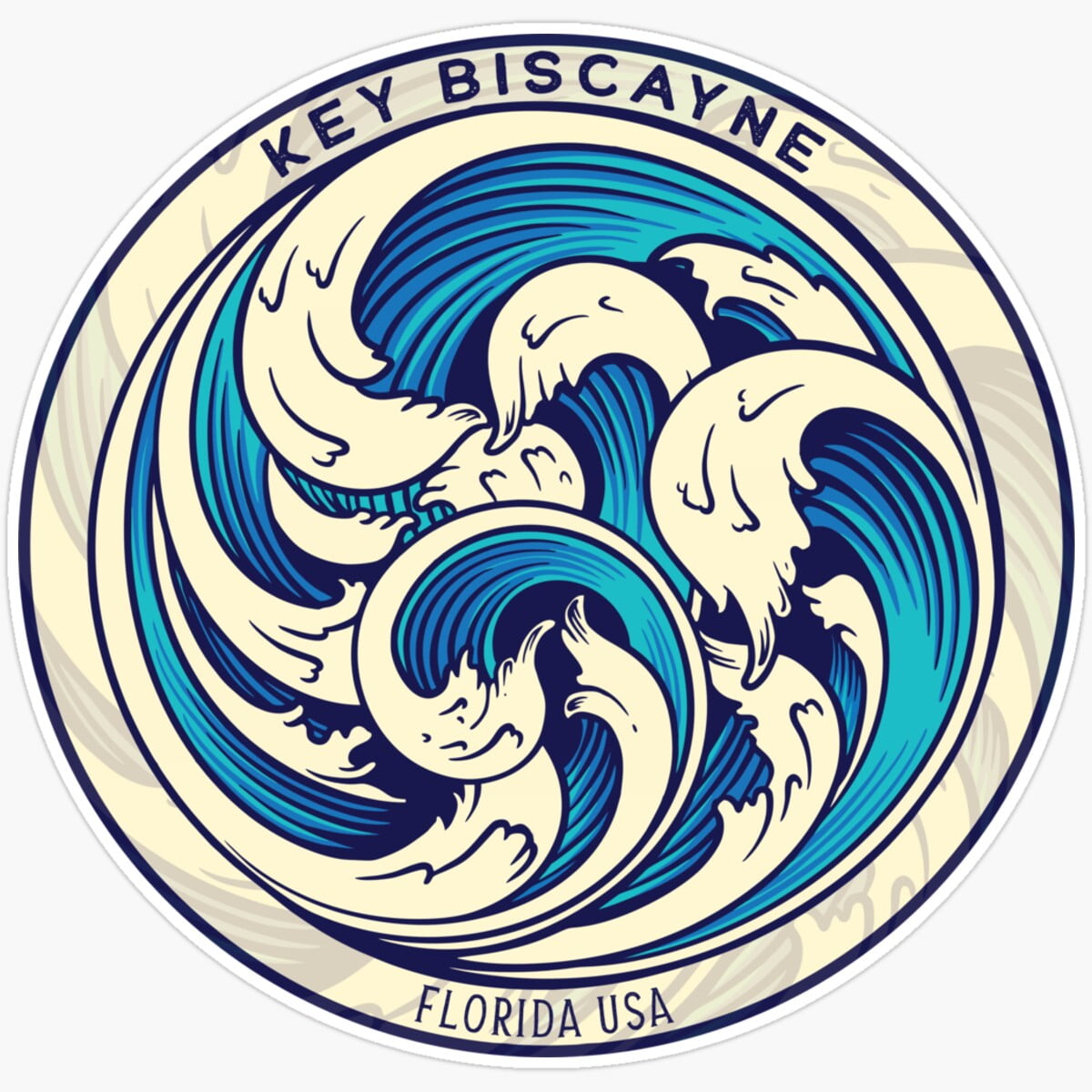 Kira Key Biscayne Waves Sticker Decorative Laptop, Phone Stickers ...