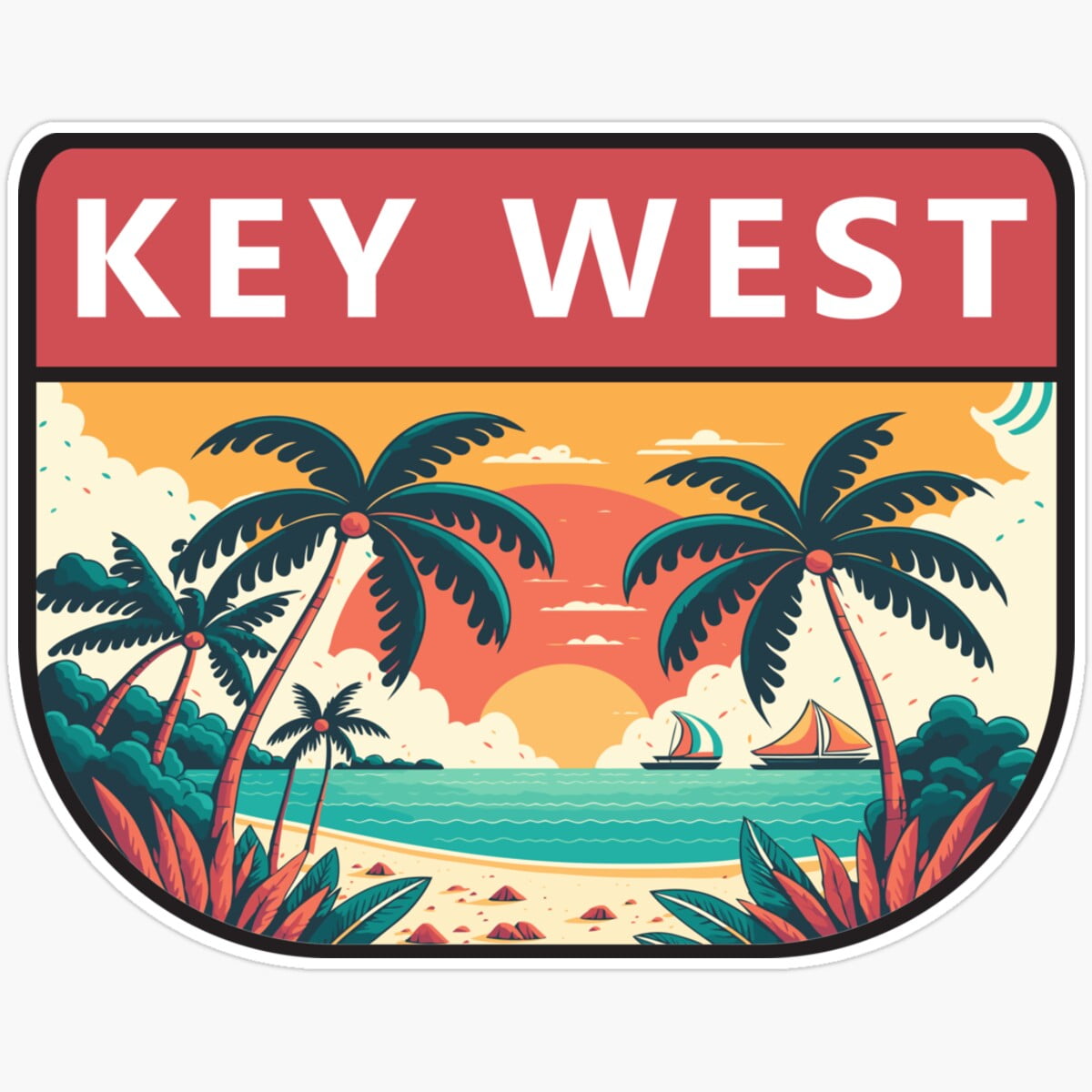 Kira Key West Florida Retro Emblem Sticker Decorative Laptop, Phone ...
