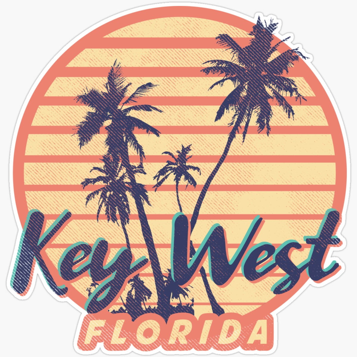 Kira Key West, Florida | Retro Palm Tree Beach Design Sticker ...