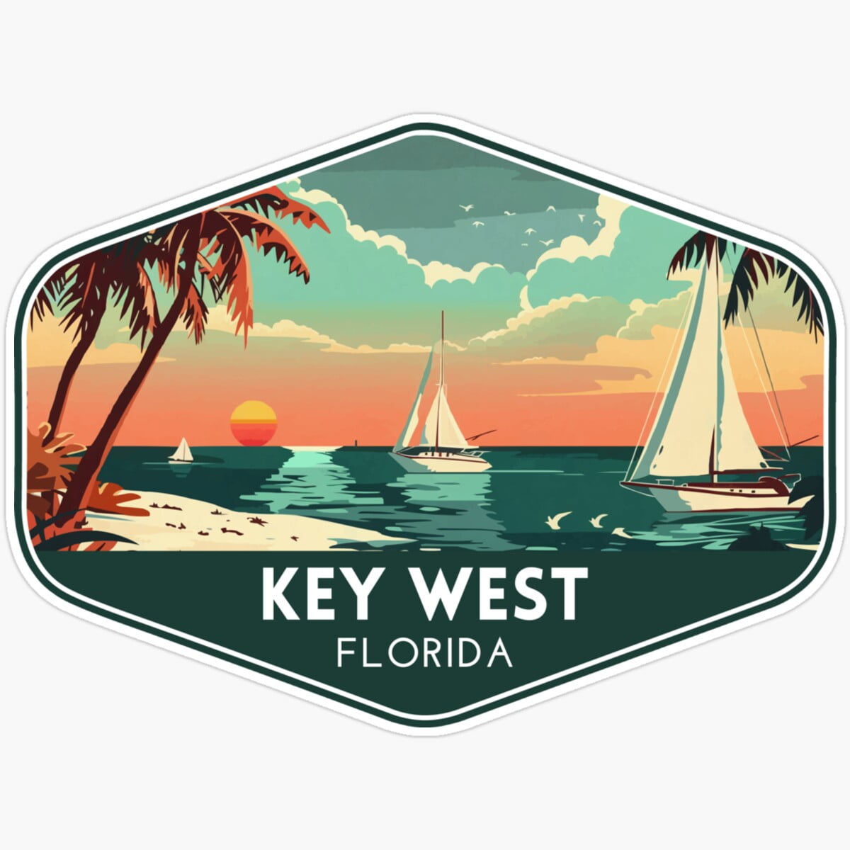 Kira Key West Florida Travel Art Sticker Decorative Laptop, Phone ...