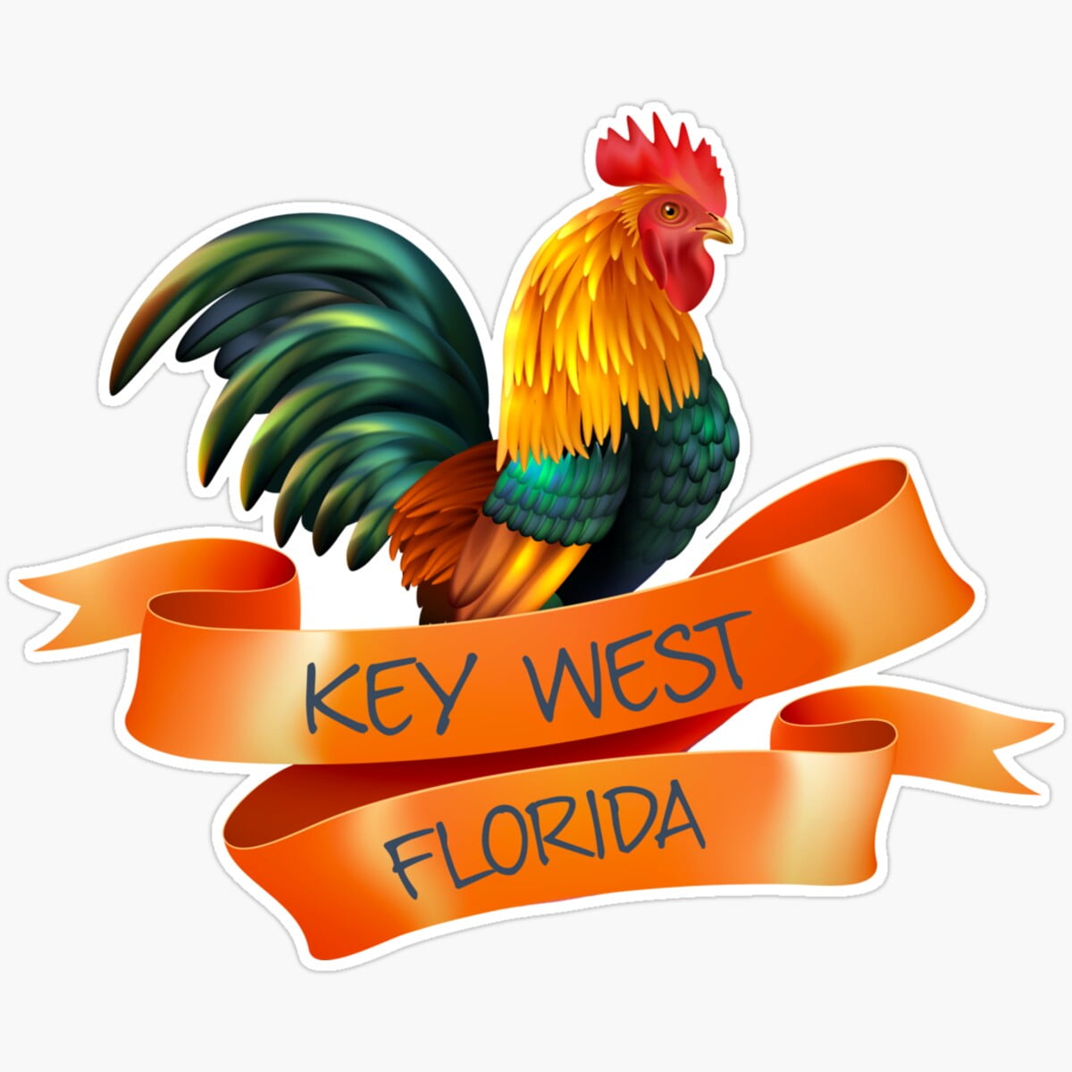 Kira Key West Rooster Sticker Decorative Laptop, Phone Stickers ...