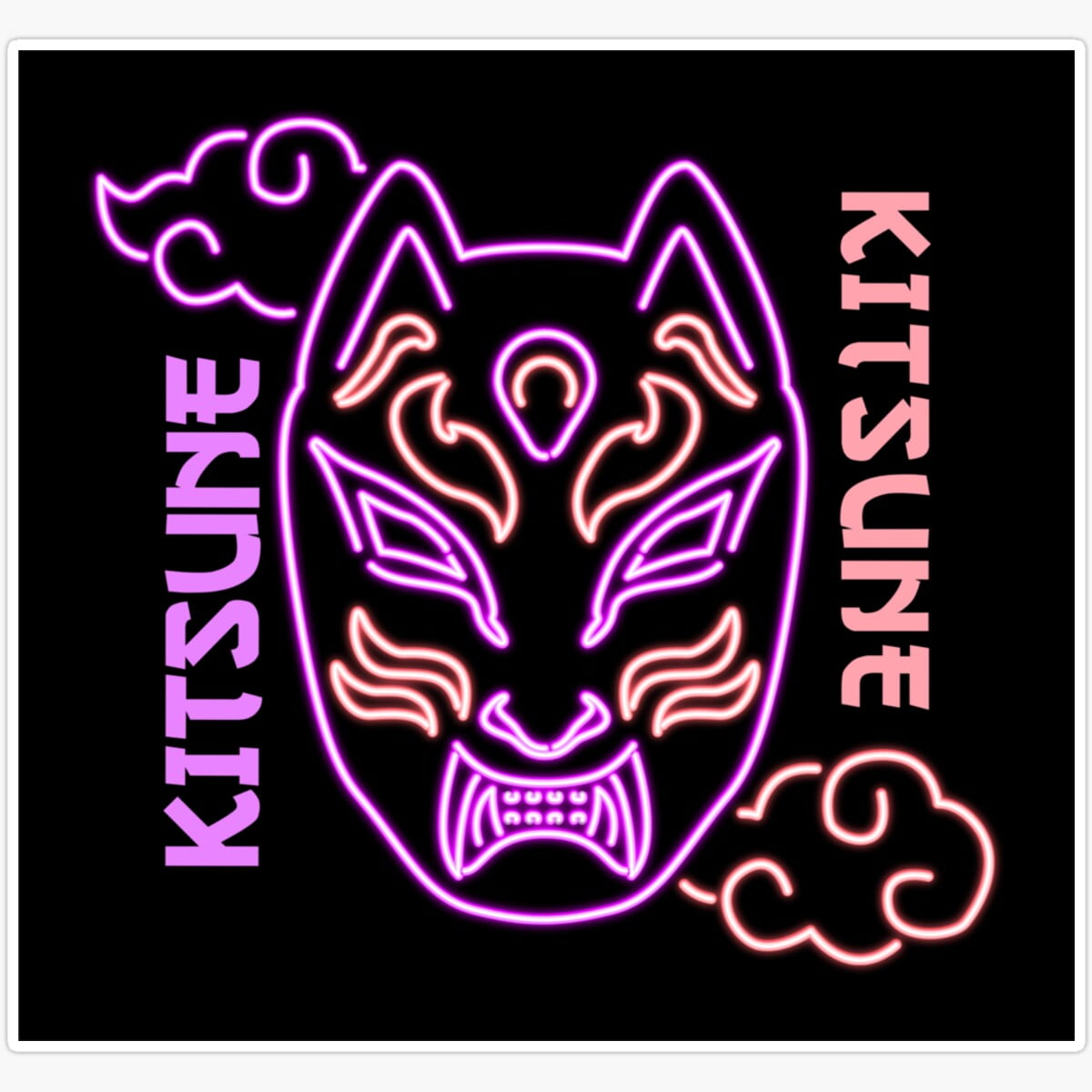 Kira Kitsune - Japanese Icons Sticker Decorative Laptop, Phone Stickers ...