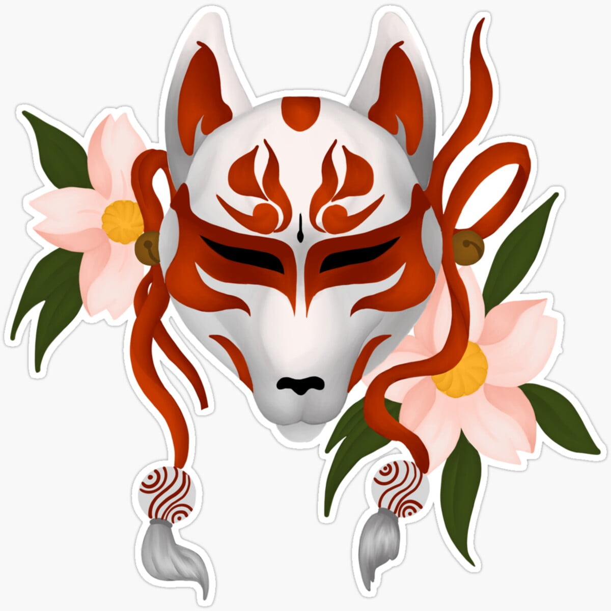 Kira Kitsune Mask Sticker Decorative Laptop, Phone Stickers, Waterproof ...