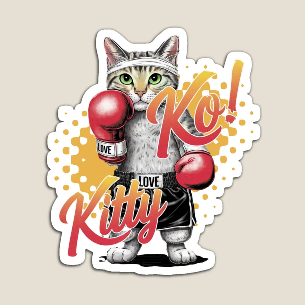 Kira - Kitty Ko - Boxing Cat Sticker - 5385 Hot Trending Vinyl Stickers ...