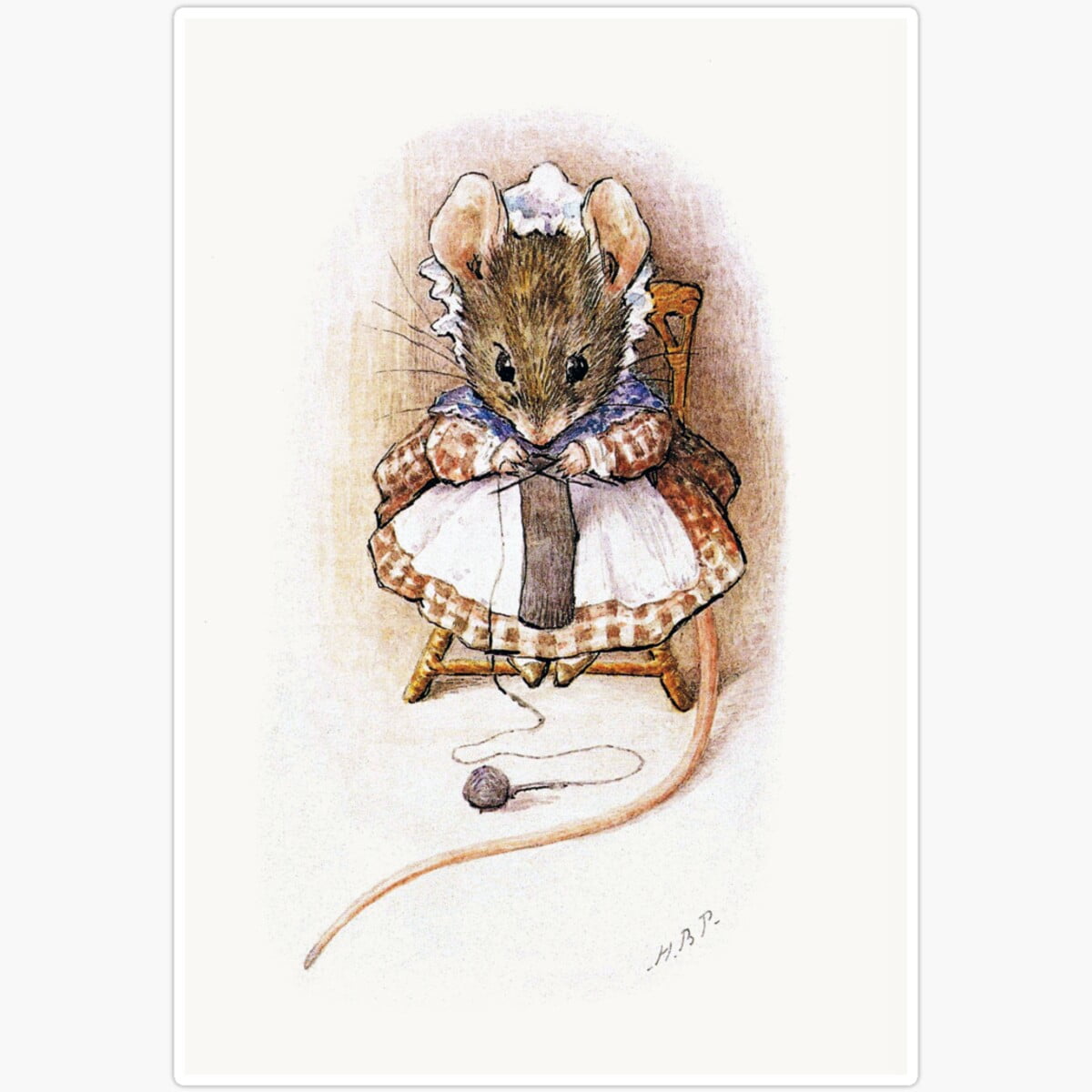 Kira Knitting Mouse - Beatrix Potter Sticker Decorative Laptop, Phone ...