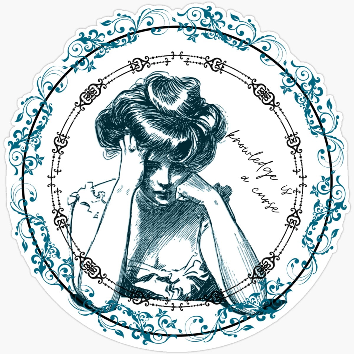 Kira Knowledge is a curse // dark academia quotes Sticker Decorative ...