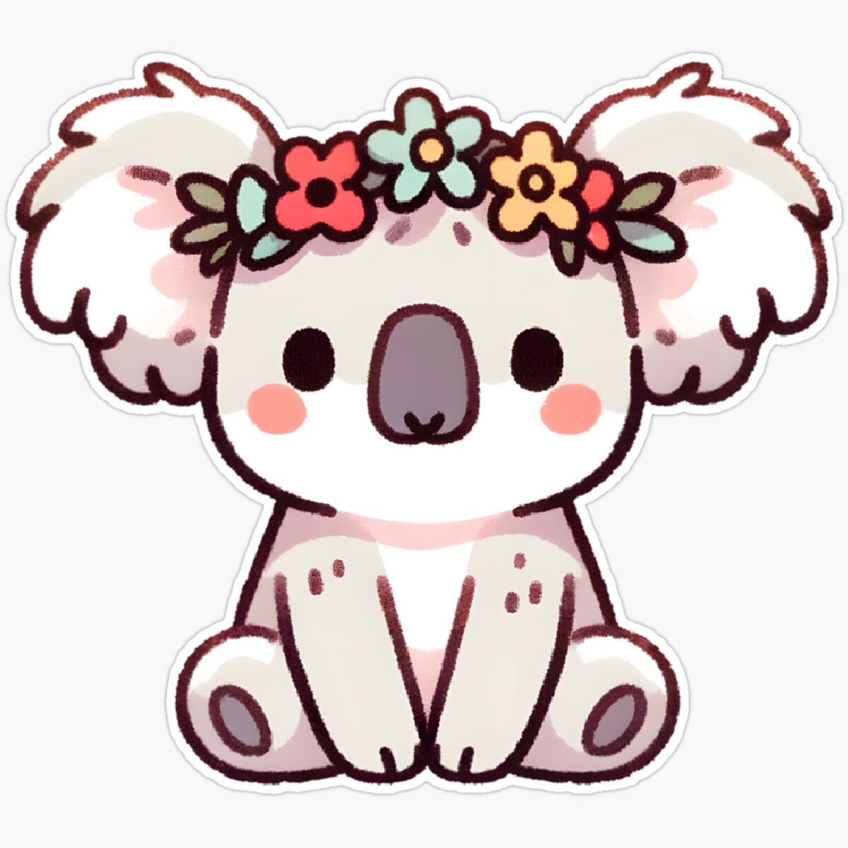 Kira Koala Adorned with Floral Crown Sticker Decorative Laptop, Phone ...