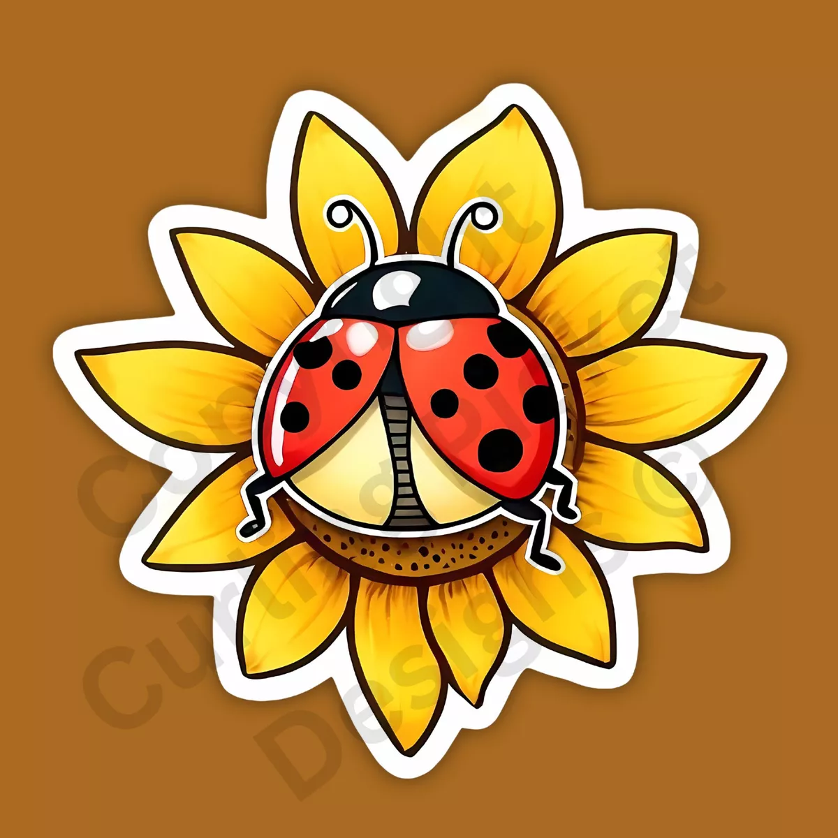 Kira Ladybug On A Sunflower Nature Garden Flower Vinyl Sticker ...