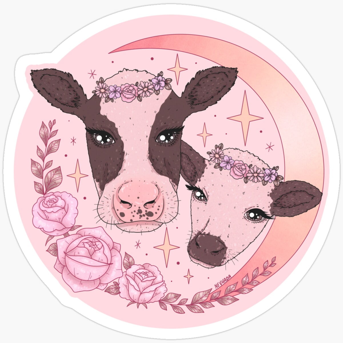 Kira Magical Happy Cows Sticker Waterproof Sticker for Water Bottles ...