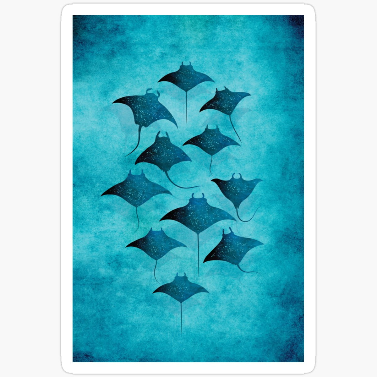 Kira Manta Rays Art Sticker Waterproof Sticker for Water Bottles ...